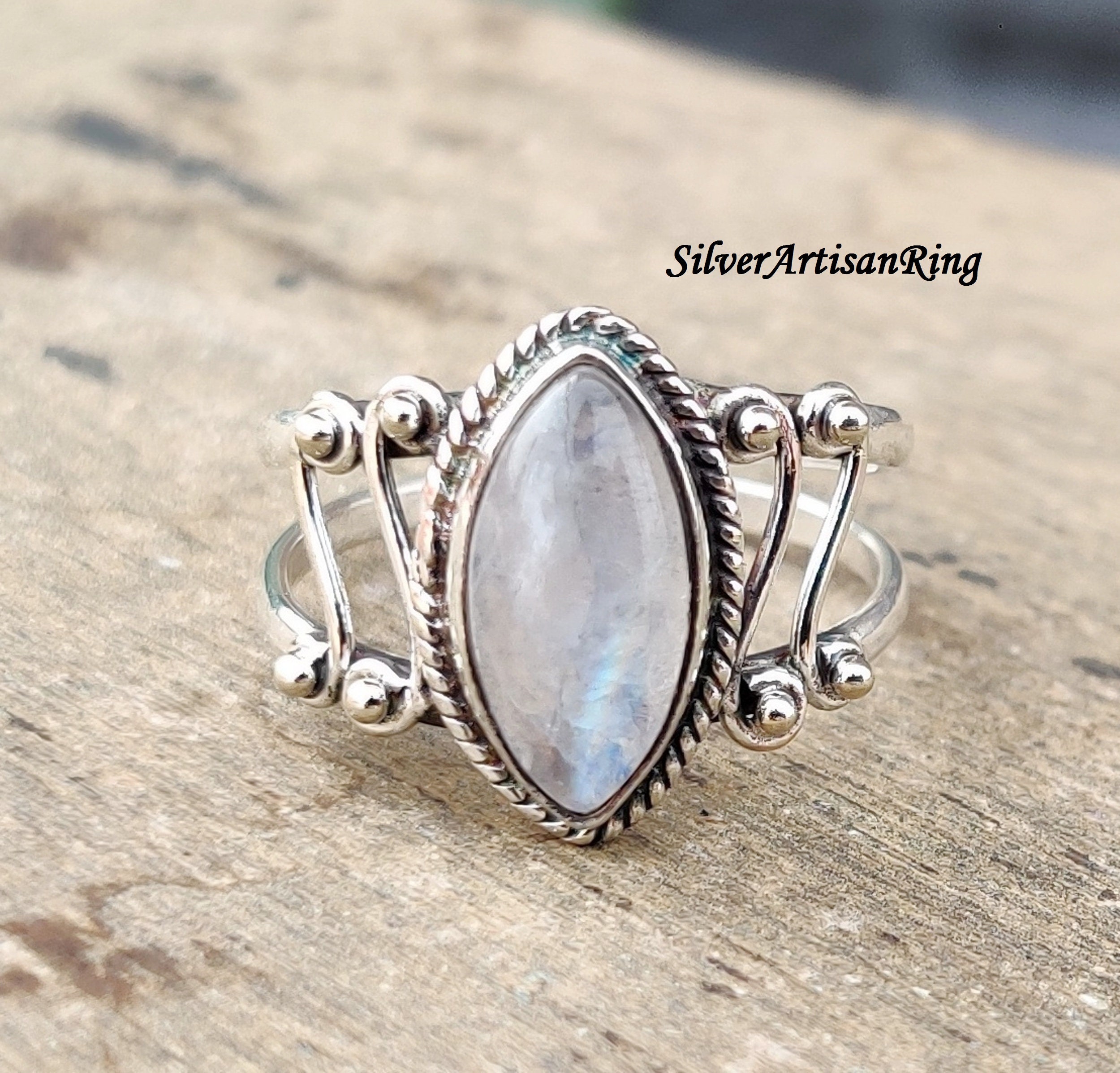 Moonstone boho ring store