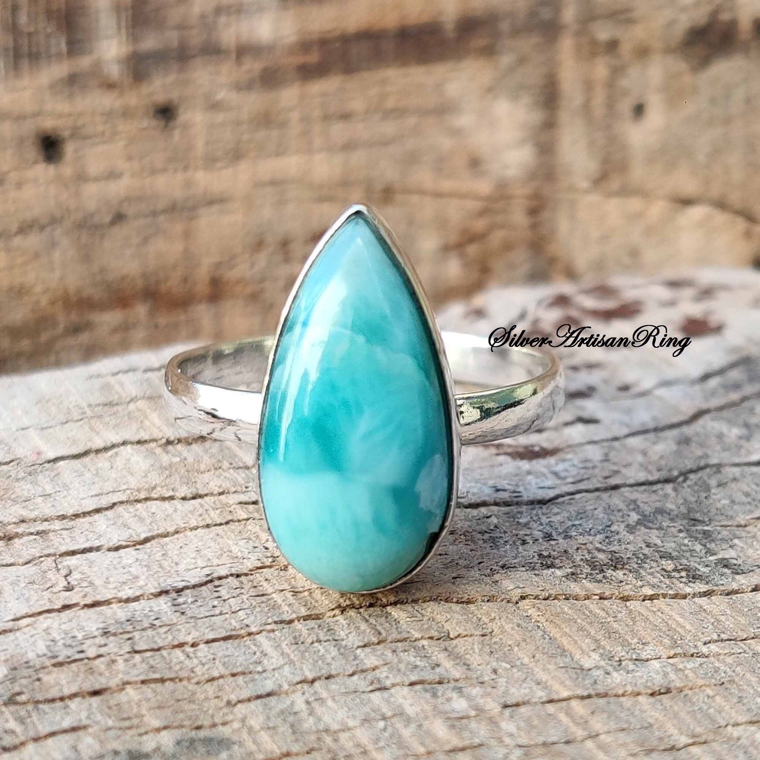 Natural Larimar Ring/925 Sterling Silver Ring/ Gemstone Ring/ - Etsy