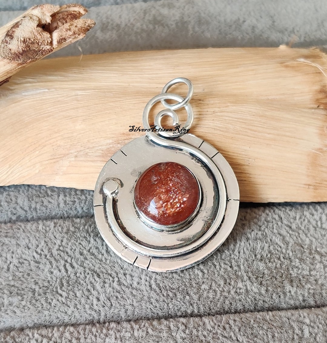 Amazing Fire Sunstone Pendant~ Solid 925 Sterling Silver~ Natural ...