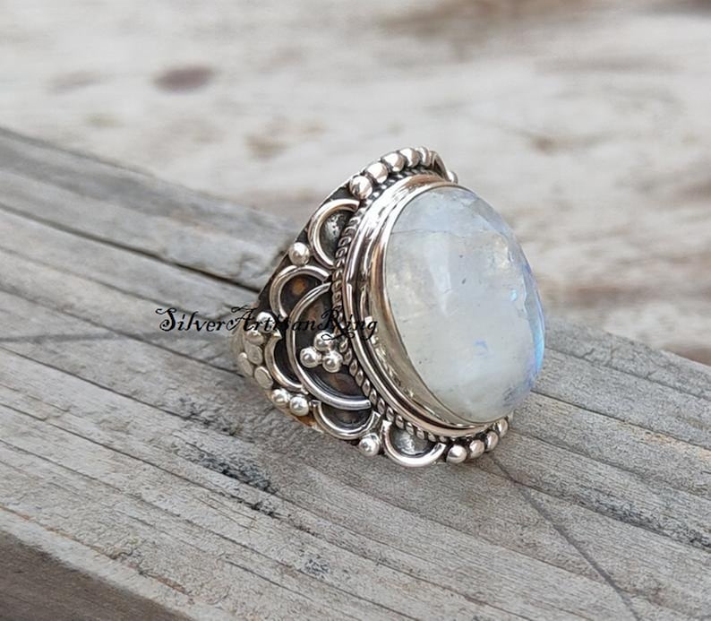 Moonstone Boho Ring ,925 Sterling Silver Ring ,hand Crafted Bohemian ...