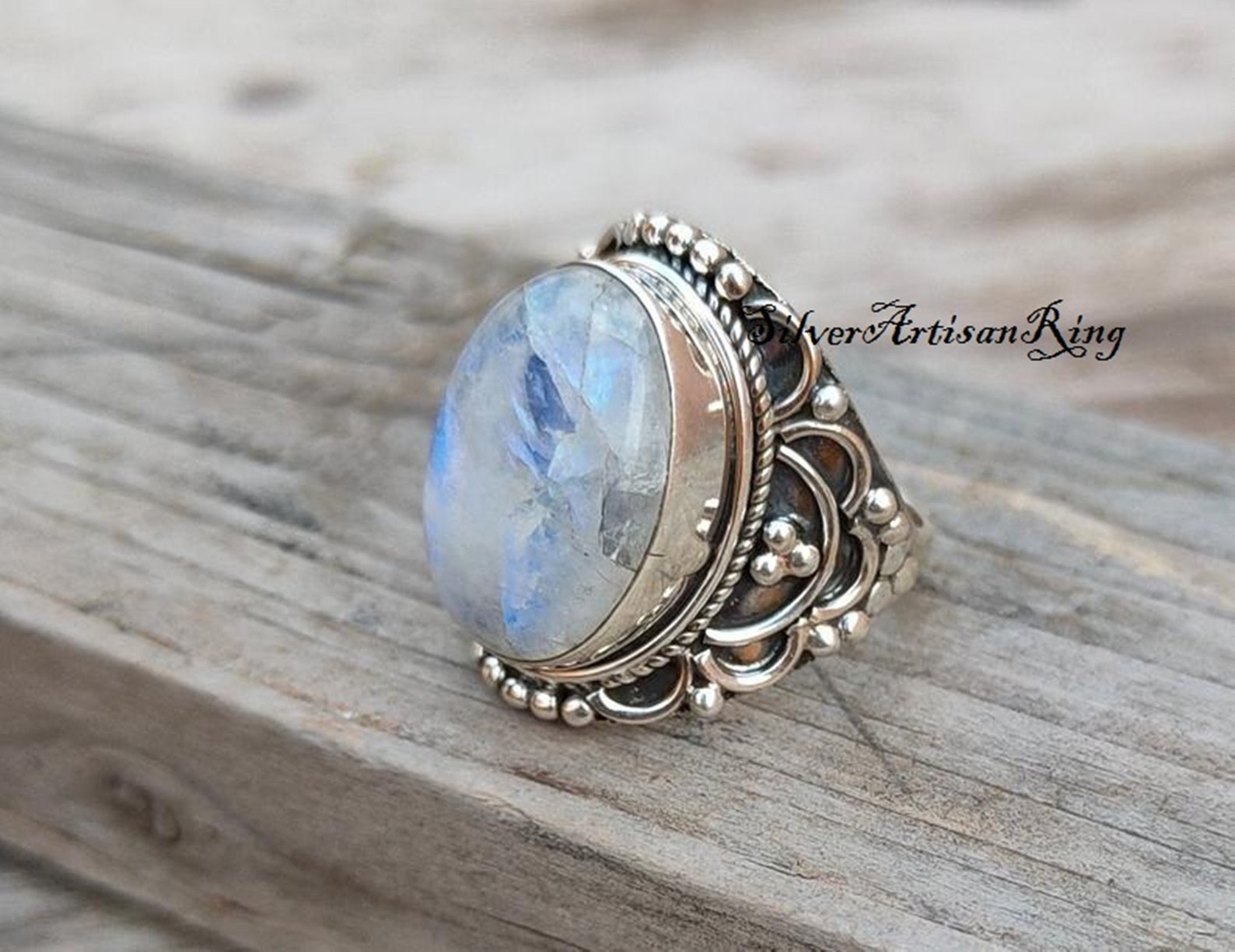 Moonstone Boho Ring 925 Sterling Silver Ring hand Crafted - Etsy