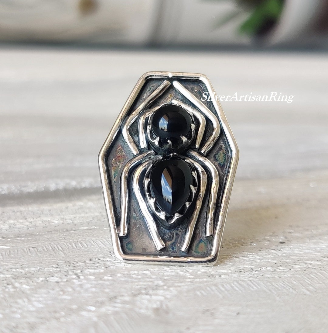 Spider Designe Black Onyx Ring, Amazing Ring, 925 Sterling Silver ...