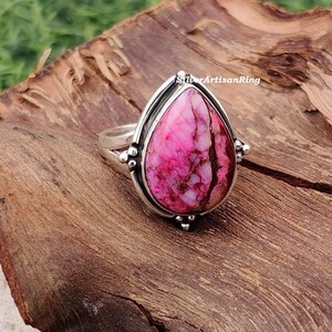 Pink Oyster Turquoise Ring- Multi Colored Turquoise- Natural Pink Spiny ...