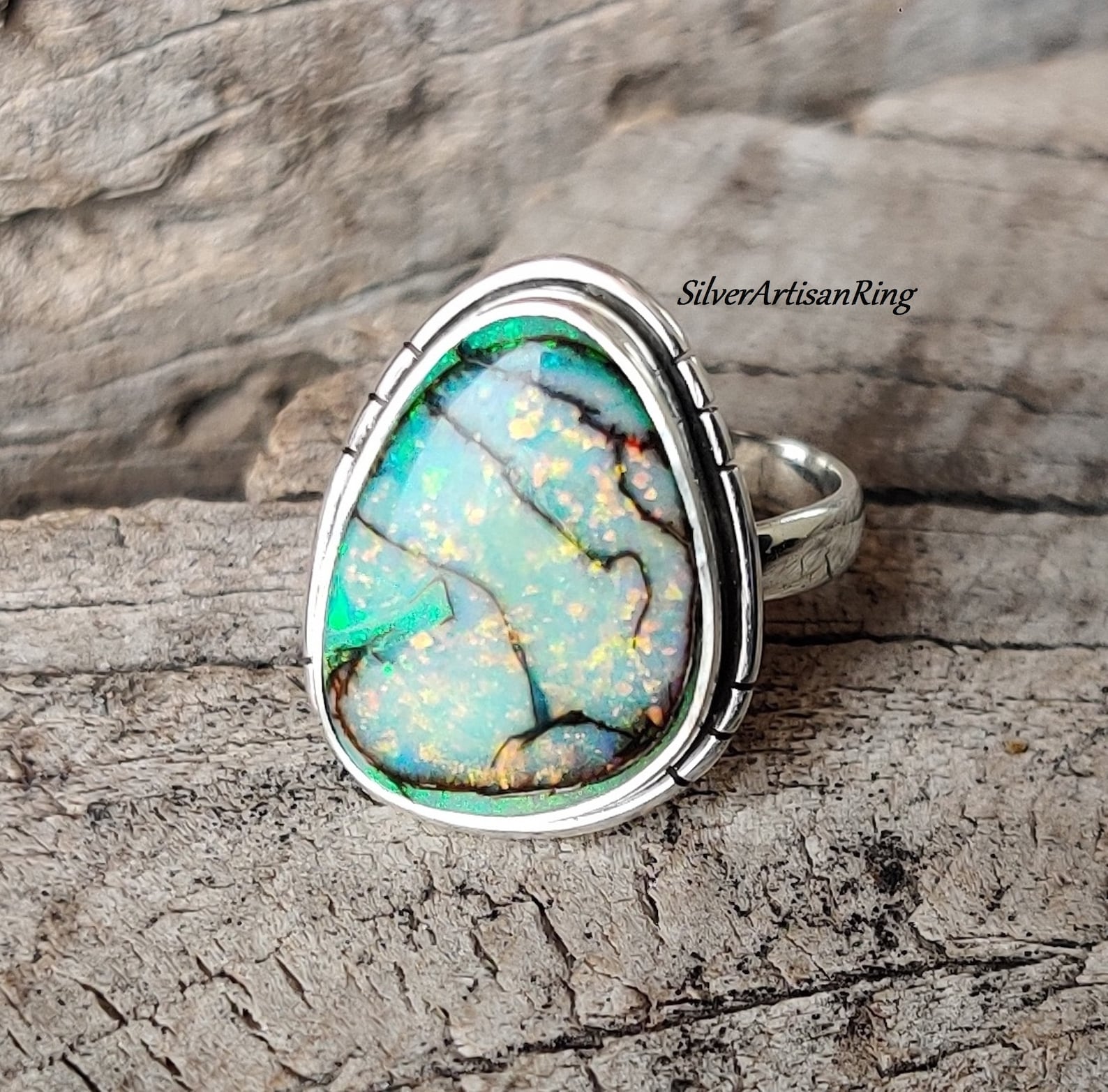 Stunning Bright Multi Colored Monarch Opal Ring Handmade - Etsy
