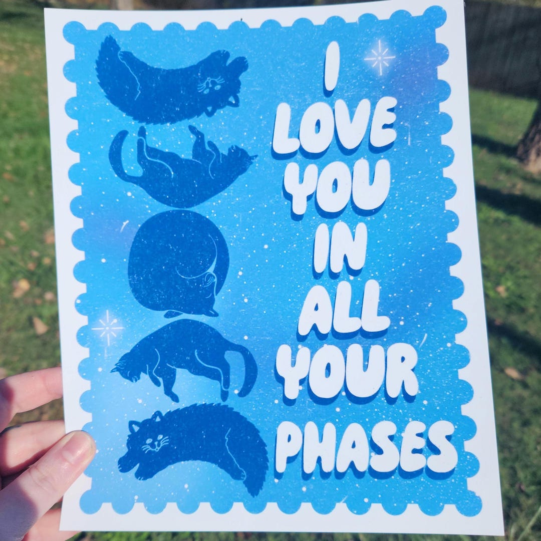 All Your Phases Cat Art Print Cats Cat Owner Gift Lovers Lunar Phases ...