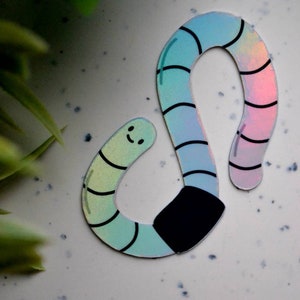 Holographic Worm Stickers Earthworm Nature Cute Planner Hydroflask ...