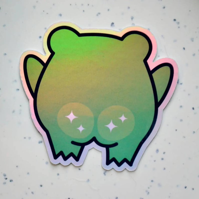 Kawaii Frog Butt Funny Cute Hilarious Sticker Toad Holographic Etsy