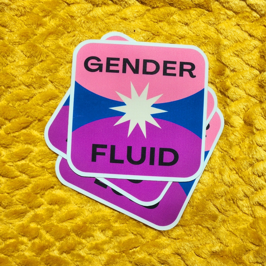 Non Binary Sticker Theybe Pride Gender Fluid Cute Glossy Waterproof Smudgeproof Gift Hydroflask ...