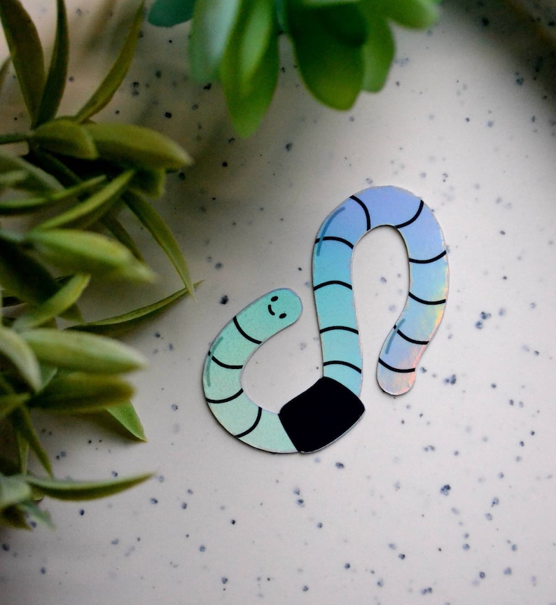 Holographic Worm Stickers Earthworm Nature Cute Planner - Etsy