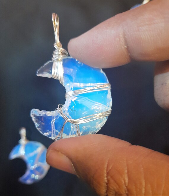 Crescent Opal Moon Pendant Opalite Moon Shape Pendant Opal | Etsy