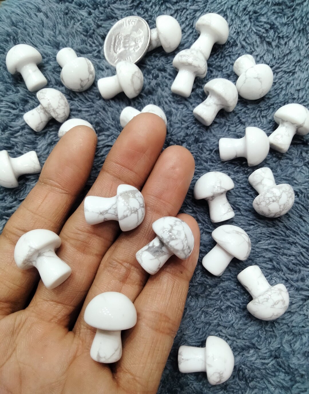 5pcs Natural Howlite Hand Carved Mushroom Crystal Mushroom Reiki ...