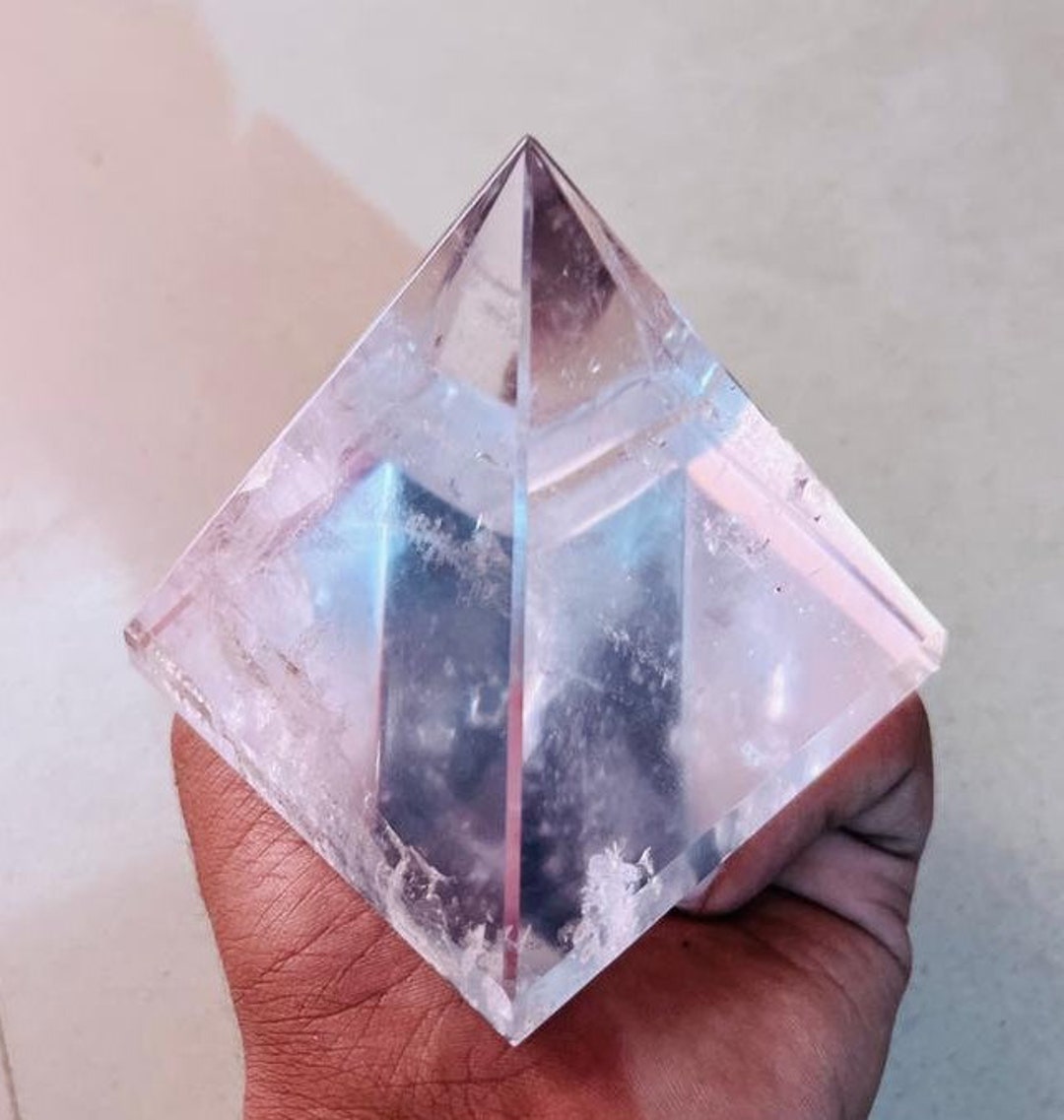 Large Clear Crystal Quartz Pyramid, Himalayan Clear Quartz Pyramid ...