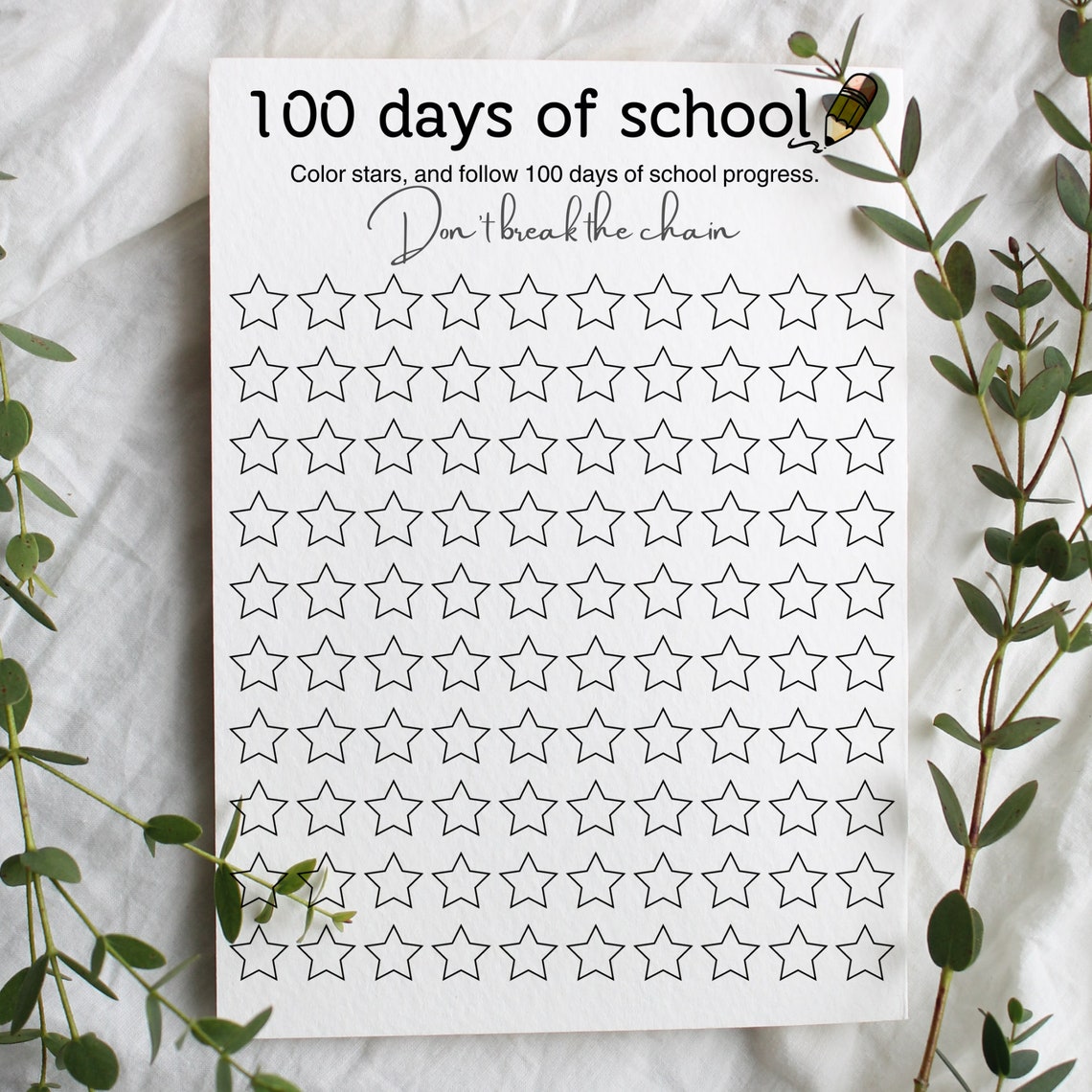 100 Days of School Tracker Canva Editable Template Stars - Etsy