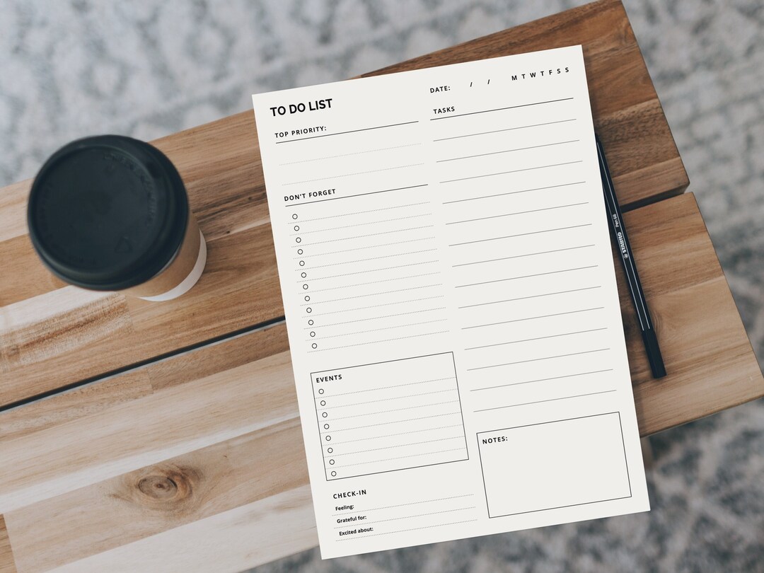DAILY PLAN CHECKLIST, to Do List, Productivity Task, Minimalist Daily ...