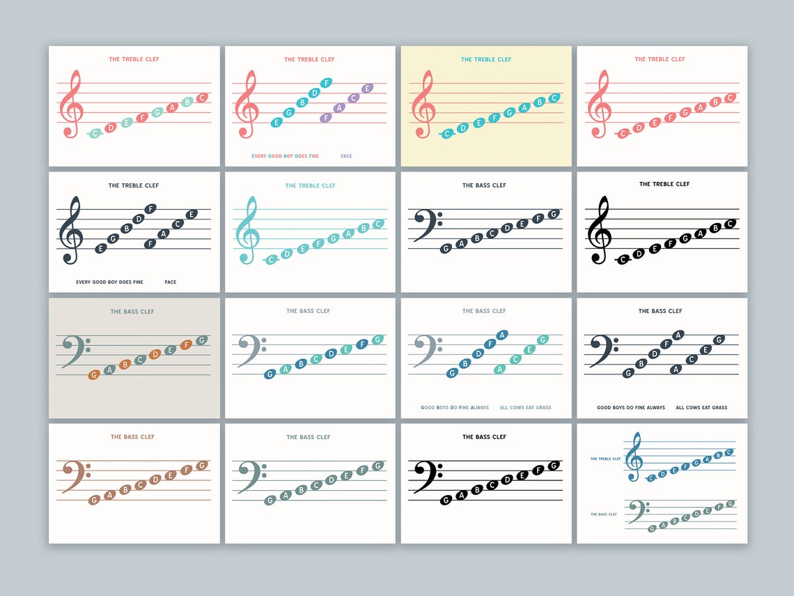 Learn Music Notes Posters Set / 17 Files Music Notes Printable - Etsy