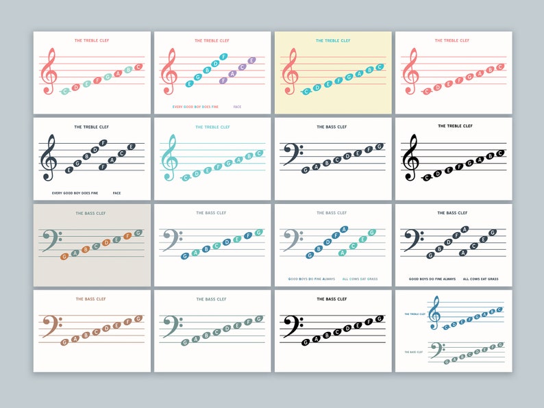 Learn Music Notes Posters Set / 17 Files Music Notes Printable Pack to ...