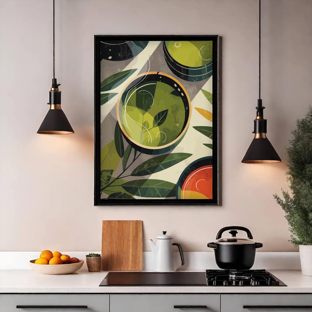 Asian Ceramic Poster – Jade Green Design for Stylish Kitchen and Living ...