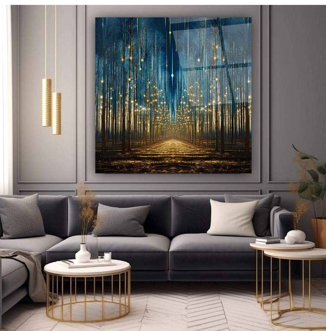 Enchanted Forest Nightscape Wall Art, Tempered Glass Print, Modern ...