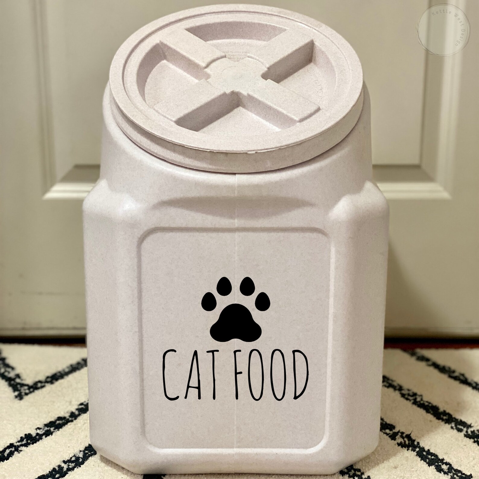 Custom cat food decal Cat name label Pet food storage decal | Etsy