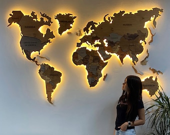 Led World Map | Etsy