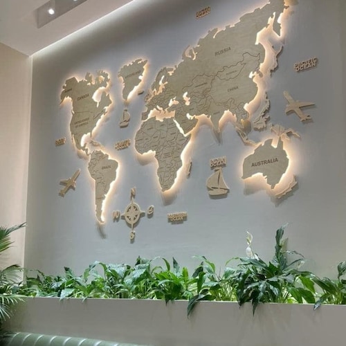 Wood Map Wooden World Map With Background Large Wall Art World - Etsy ...