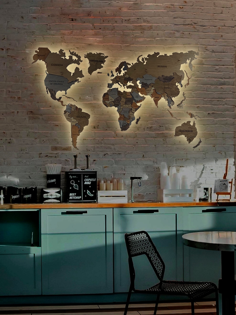 3D World Map Wall Art Home Decor Wall Decor 3D Wooden Map | Etsy