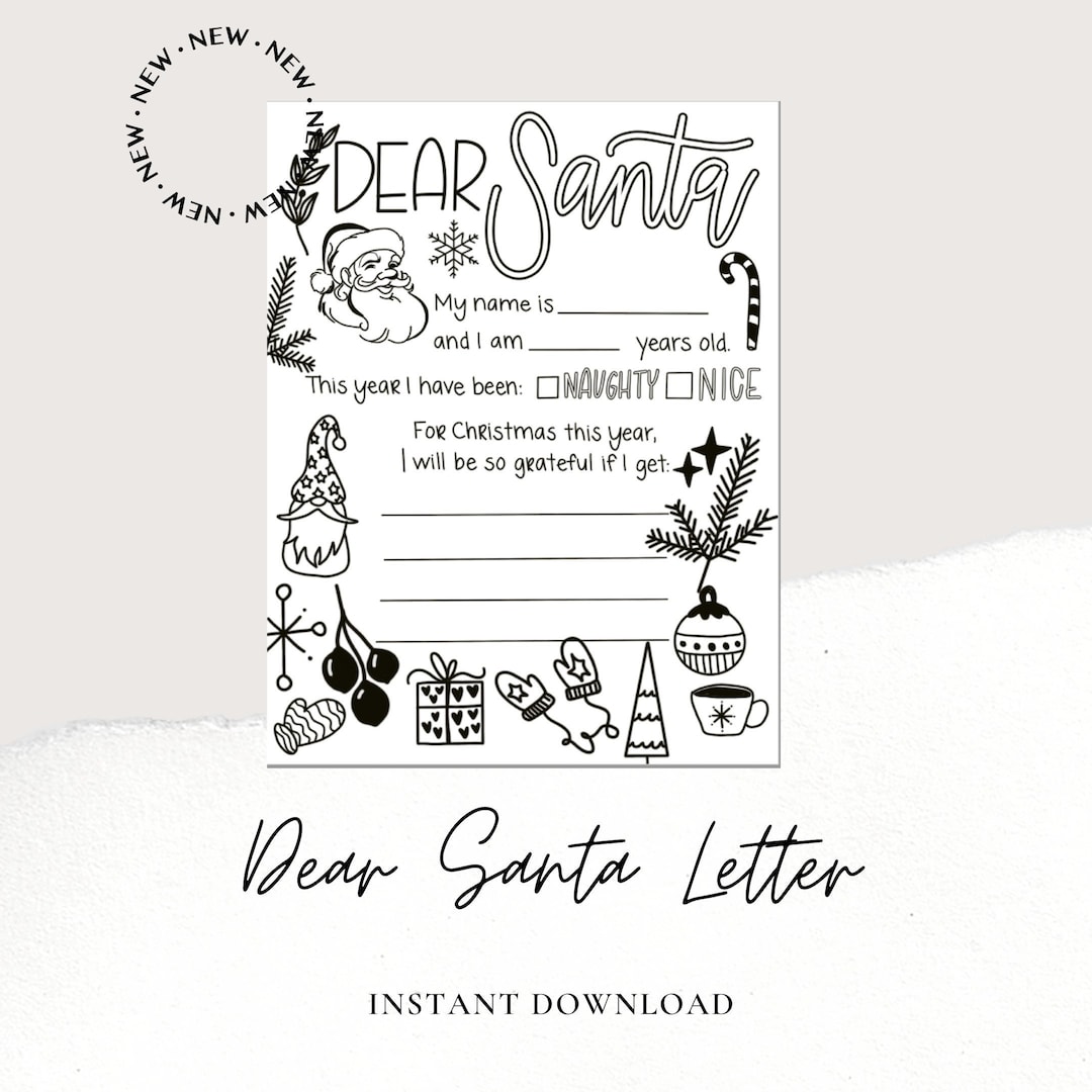 Dear Santa, Santa Letter, Christmas Printable, Dear Santa Letter, Dear ...