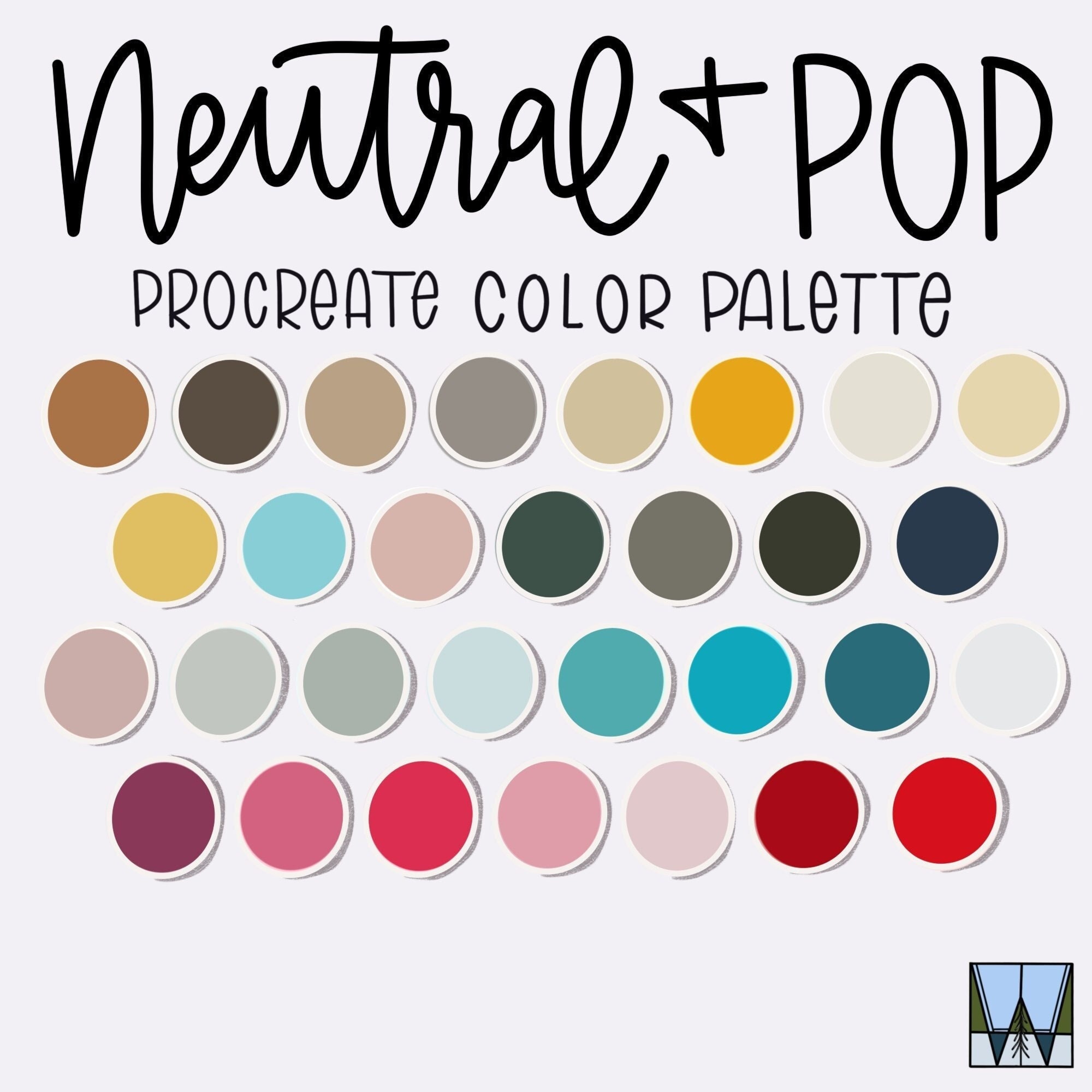 Neutral and Pop, Procreate Color Palette, iPad Procreate, Procreate ...