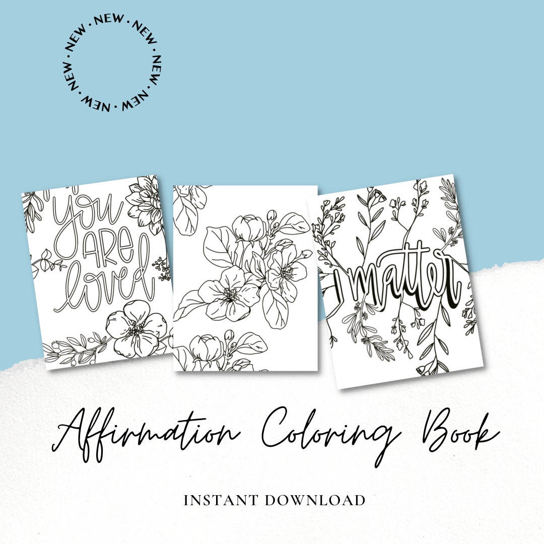 Affirmation Coloring Book, Word Affirmation Coloring, Floral Coloring ...