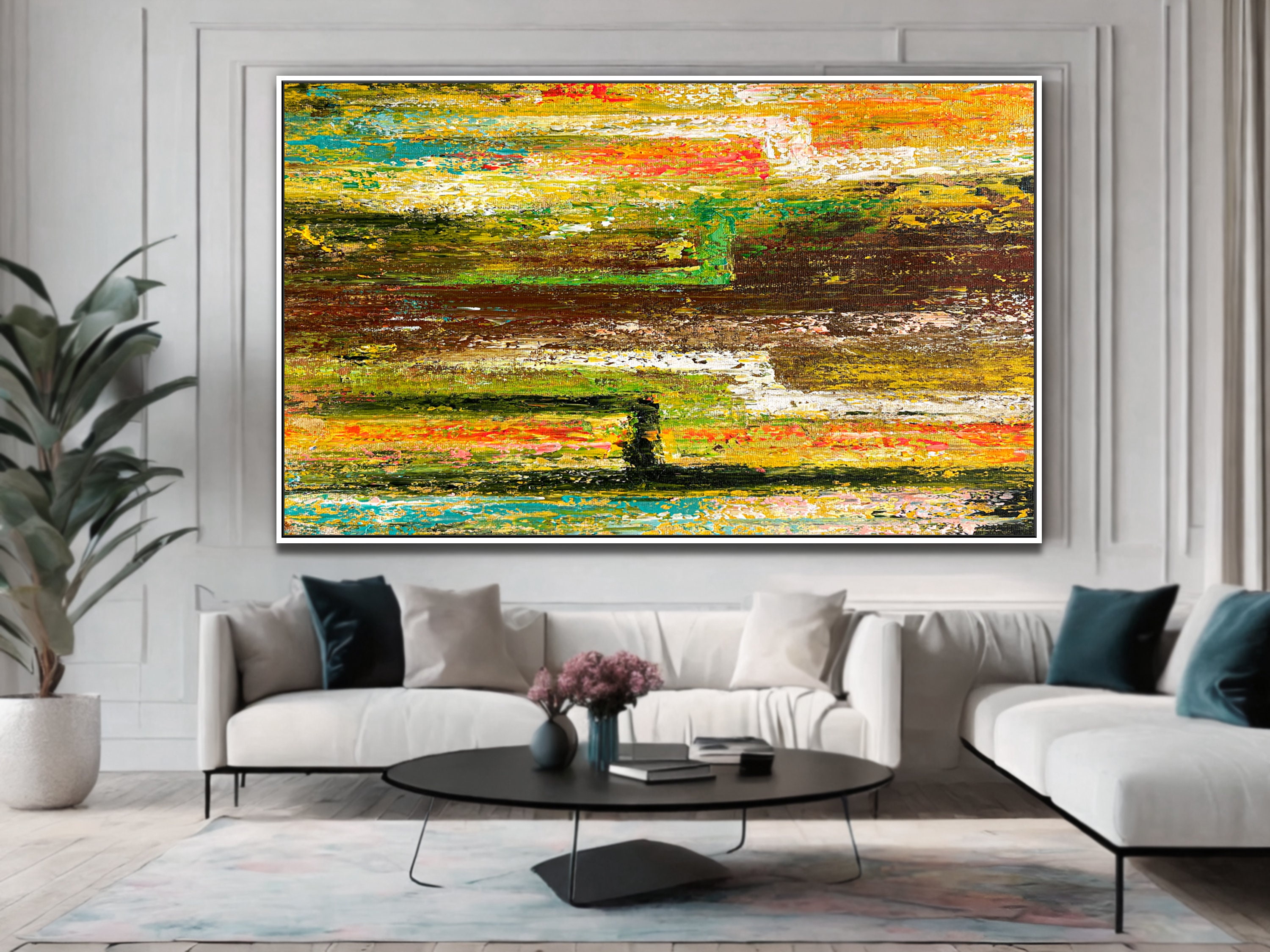 Extra Large Colorful Artwork on Canvas Contemporary Abstract Painting ...