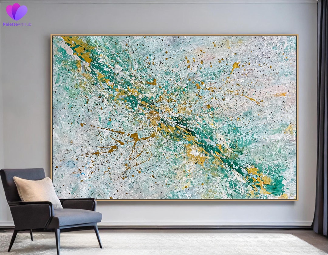 Extra Large Textured Painting on Canvas Abstract Green Painting for ...