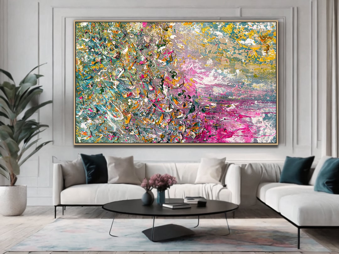 Large Colorful Wall Art Heavy Textured Painting on Canvas for Decor the ...