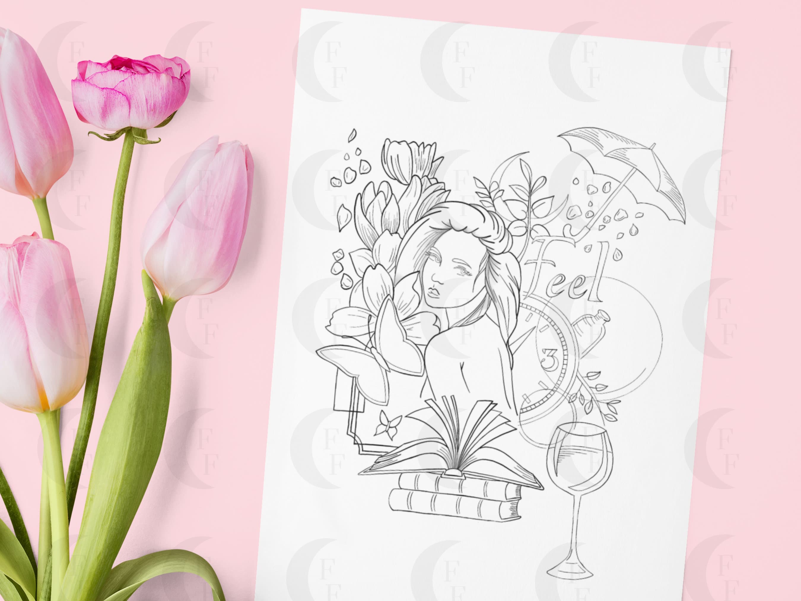 Digital Coloring Page digital Download JPG and PDF File Included - Etsy