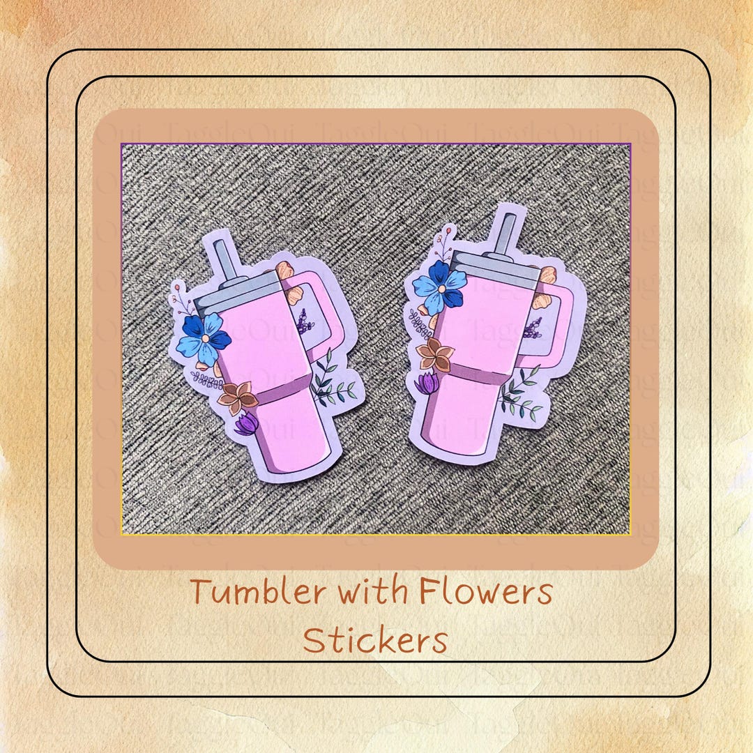 Tumbler Cup With Flowers Die Cut Stickers - Etsy