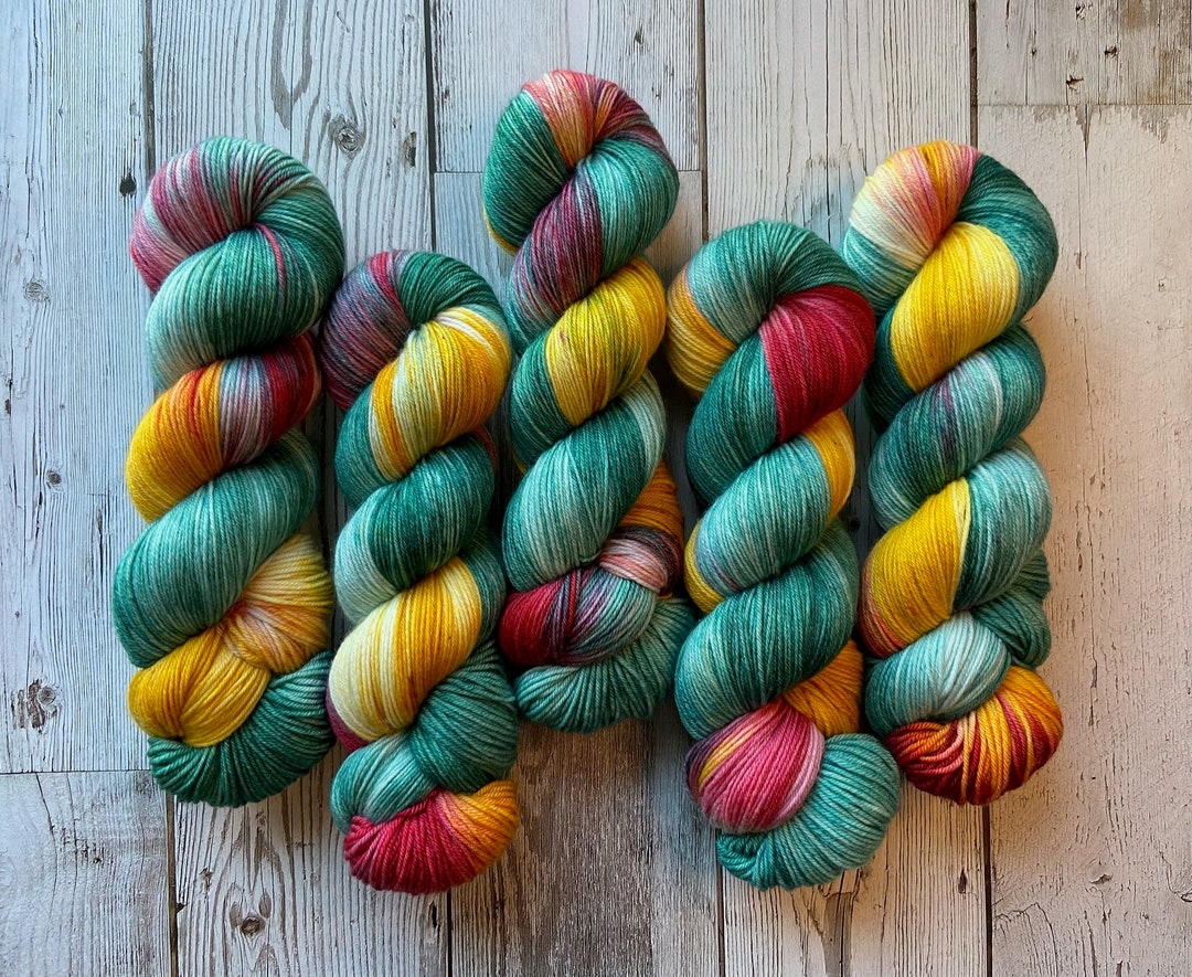 Tiki Parrot Yellow Teal Finger Weight Yarn Merino Wool Yarn Knitters ...