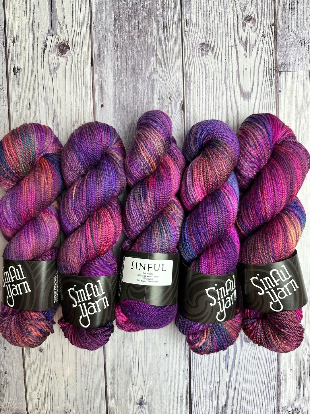 Sinful | Hand Dyed Yarn | Dark Rainbow | Gothic Yarn | Super Wash ...