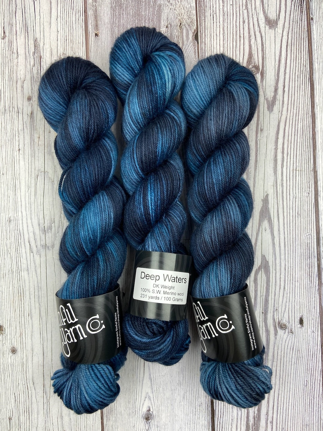 Deep Waters | Hand Dyed Yarn | DK Weight | Blue Yarn | Dark Blue Yarn ...