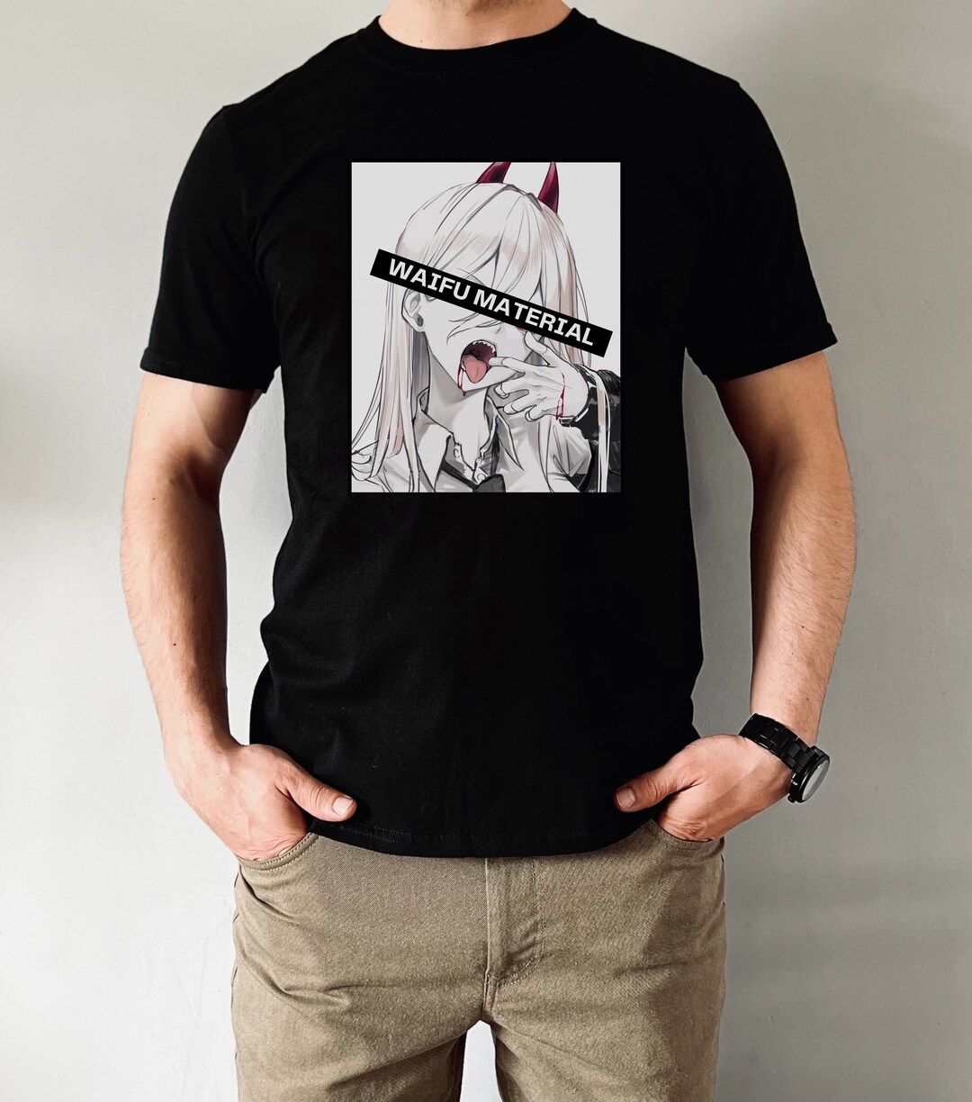 Anime Waifu Material Power Tshirt, Chainsaw Man T Shirt, Kawaii Devil ...