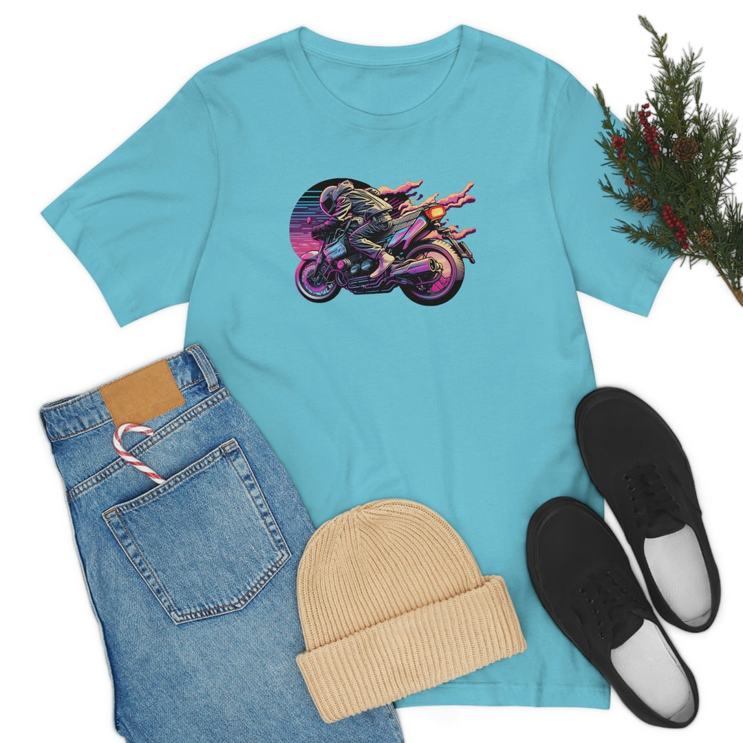 Retrowave/vaporwave Motorcycle Rider Shirt Synthwave 80s - Etsy