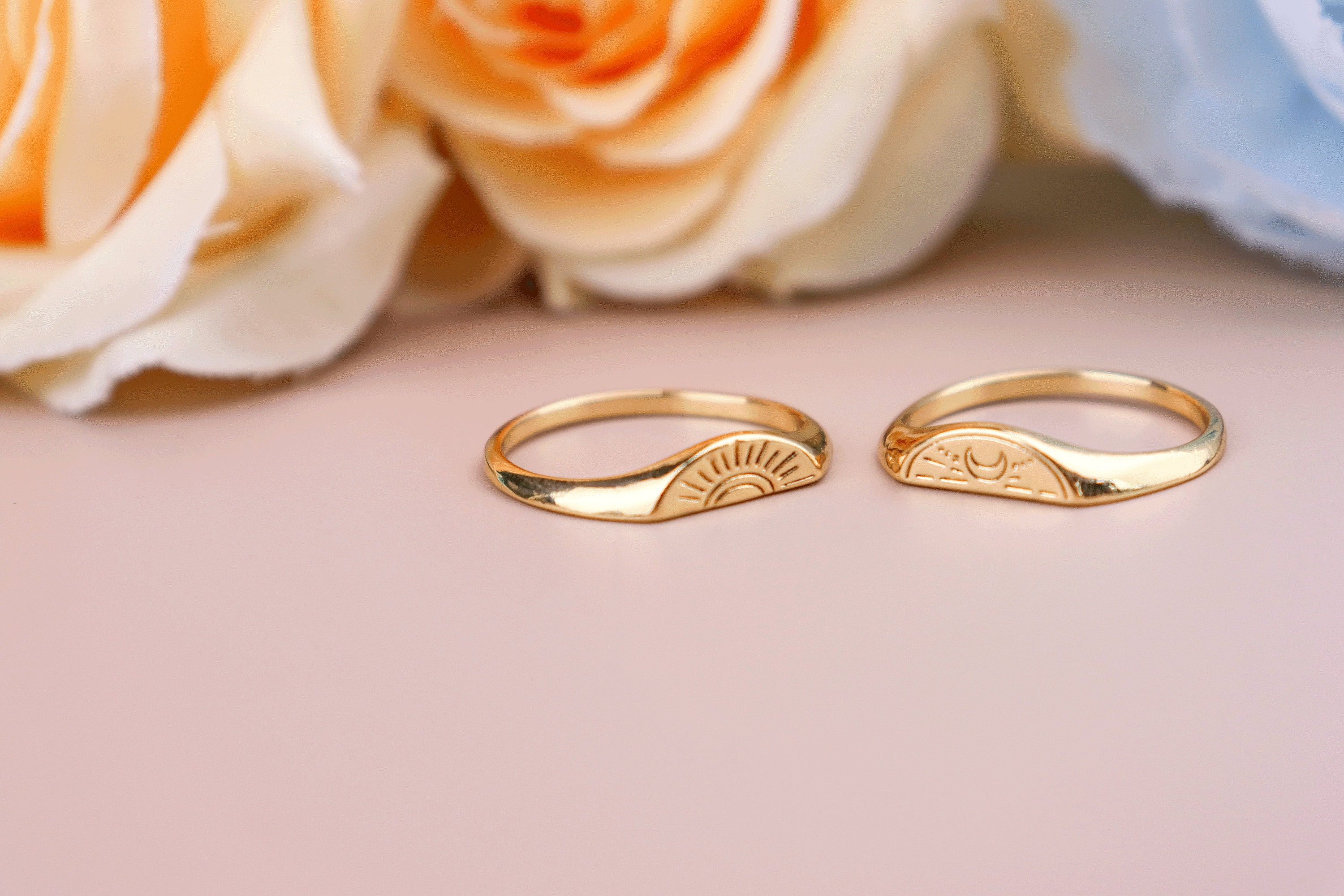 Sun and Moon Matching Rings Promise Rings Set Couples Ring - Etsy