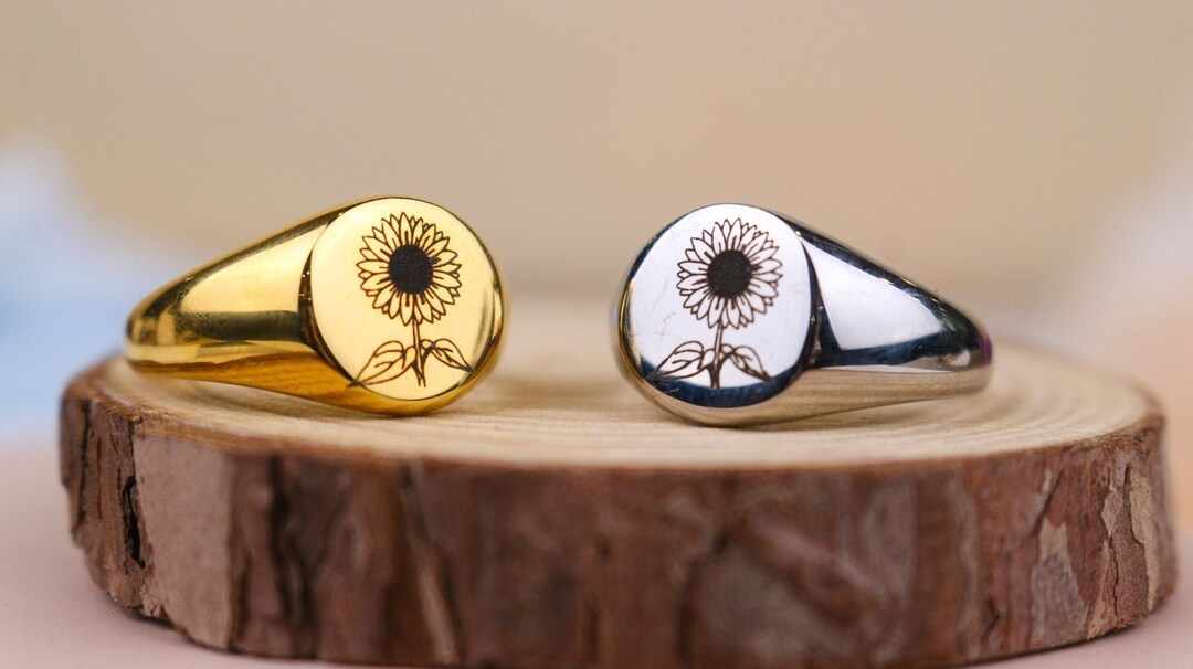 Daisy Flower Signet Ring, Silver Ring,family Ring, Gift for Her, Pinky ...