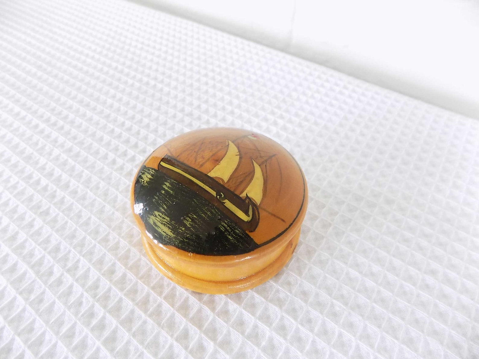 Nautical Sailboat Trinket Ring Gift Box Wood Vintage - Etsy
