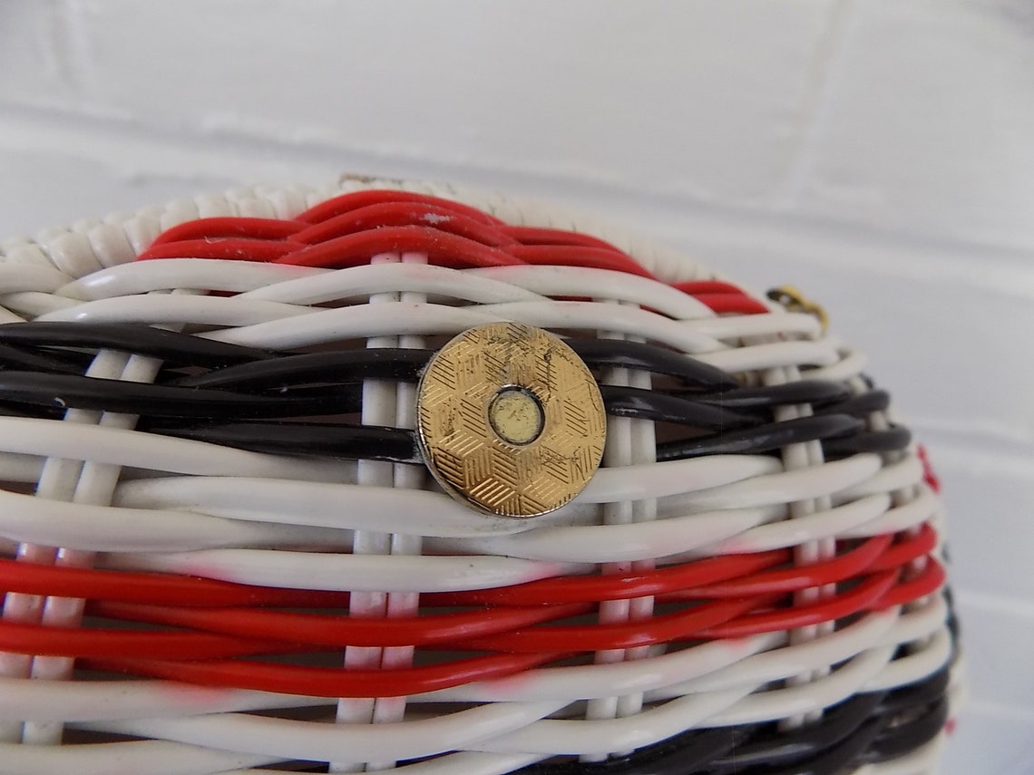 Red White and Blue Rattan Handbag Purse Americana - Etsy