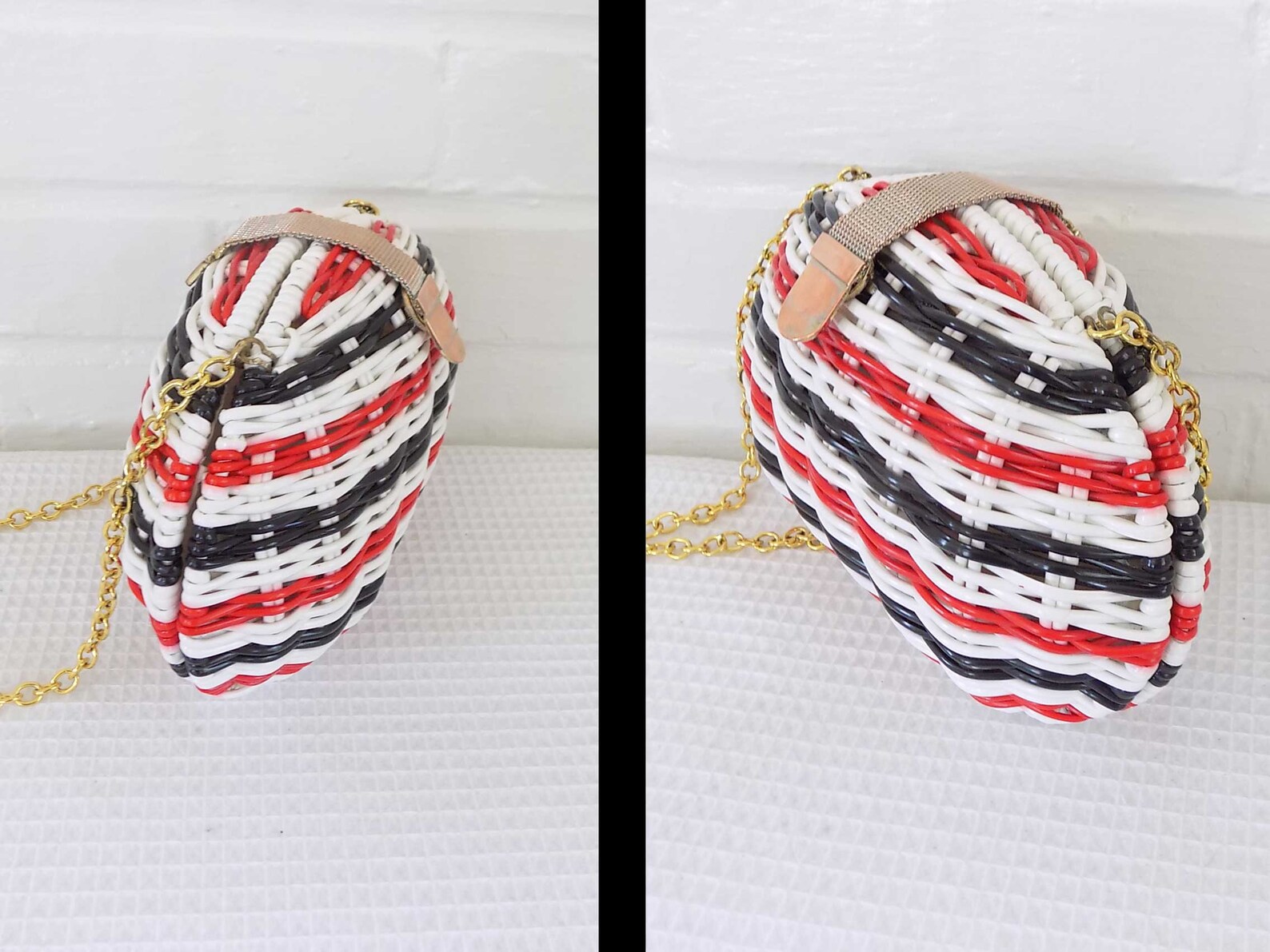 Red White and Blue Rattan Handbag Purse Americana - Etsy