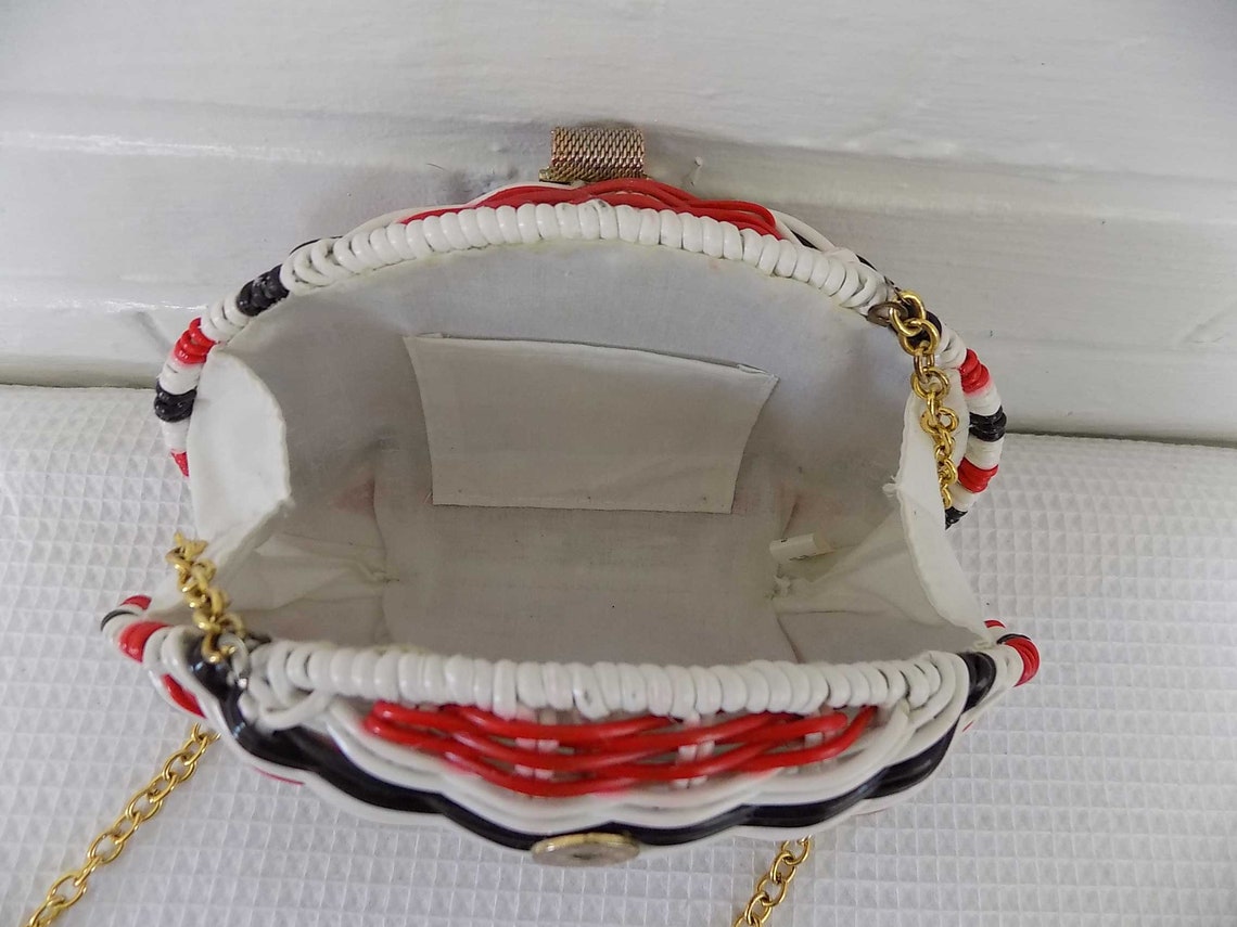Red White and Blue Rattan Handbag Purse Americana - Etsy