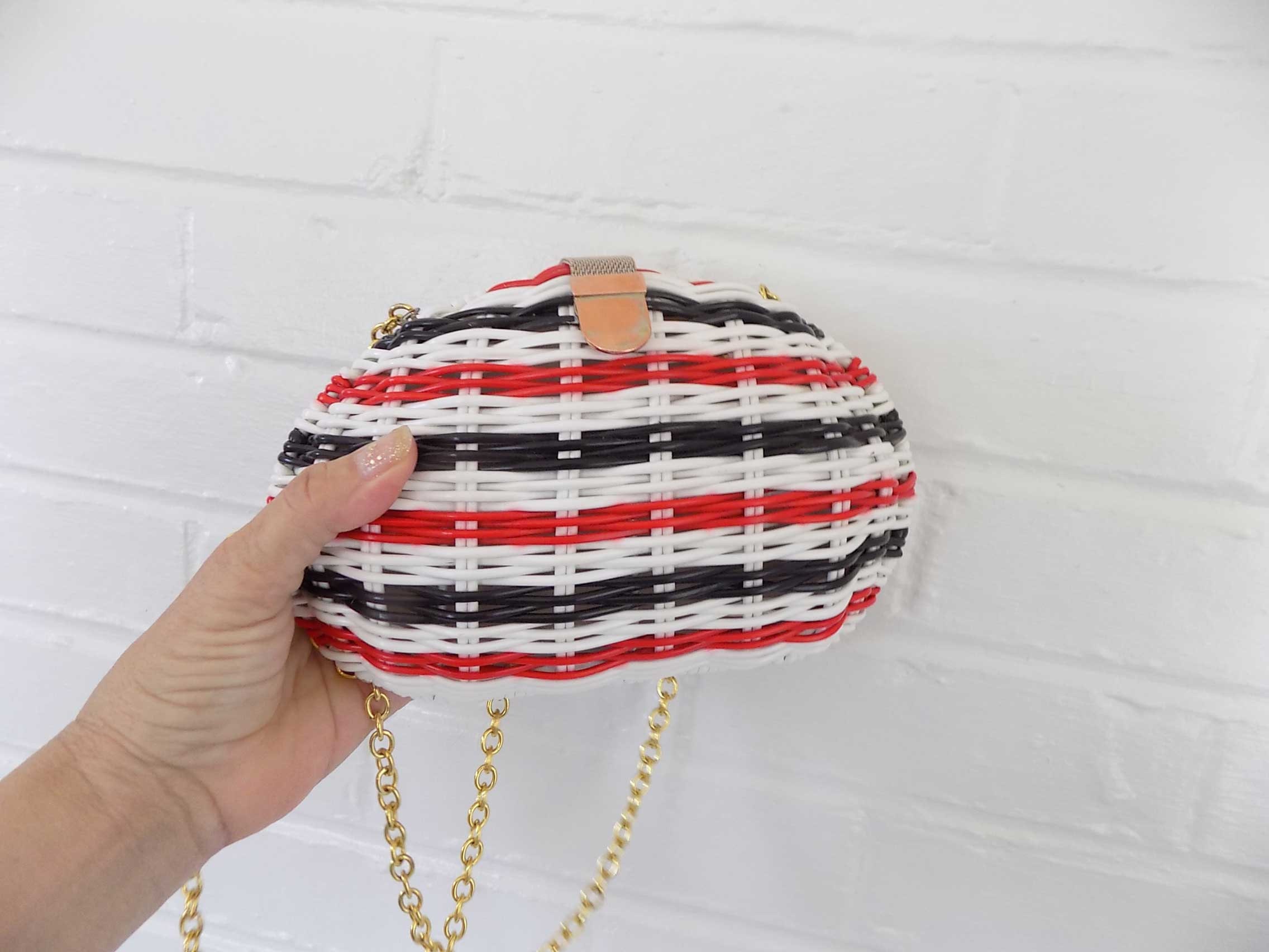 Red White and Blue Rattan Handbag Purse Americana - Etsy