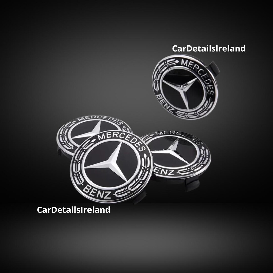 4x Mercedes Black Alloy Wheel Center Hub Caps 75mm A B C E S M - Etsy ...