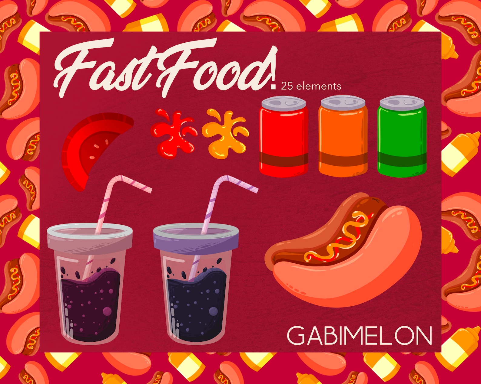 Fast Food Clip Art, Fast Food Patterns, Small Set, Individual PNG Files ...