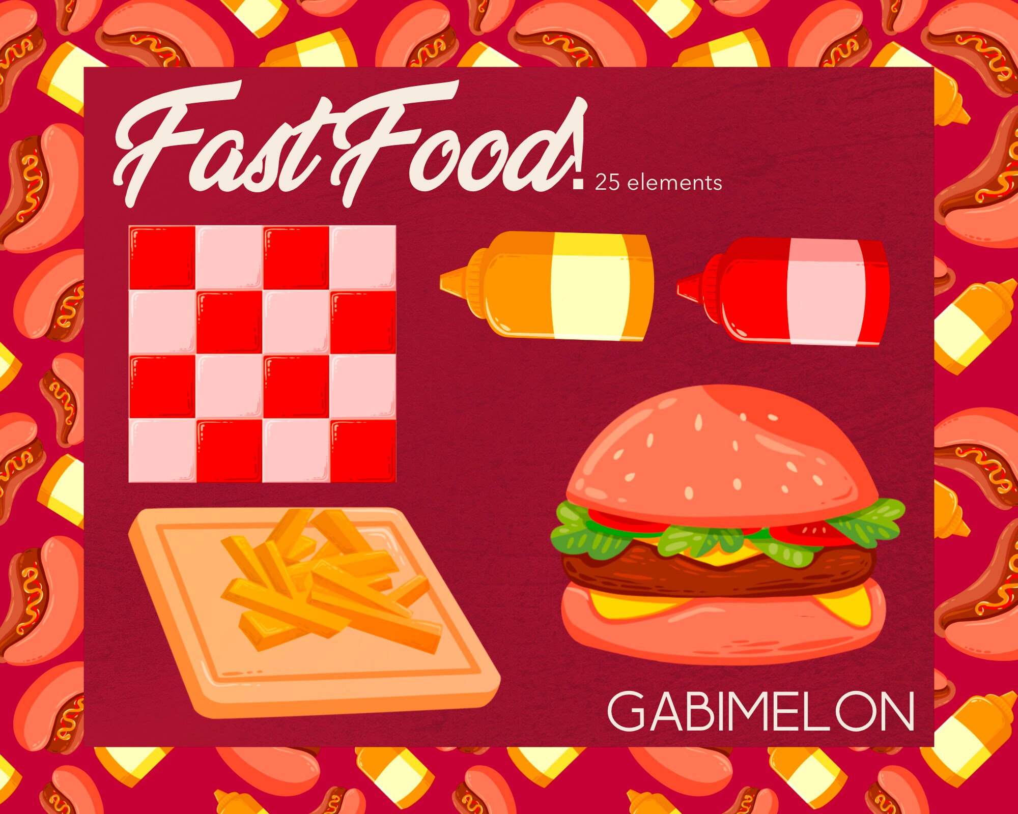 Fast Food Clip Art, Fast Food Patterns, Small Set, Individual PNG Files ...