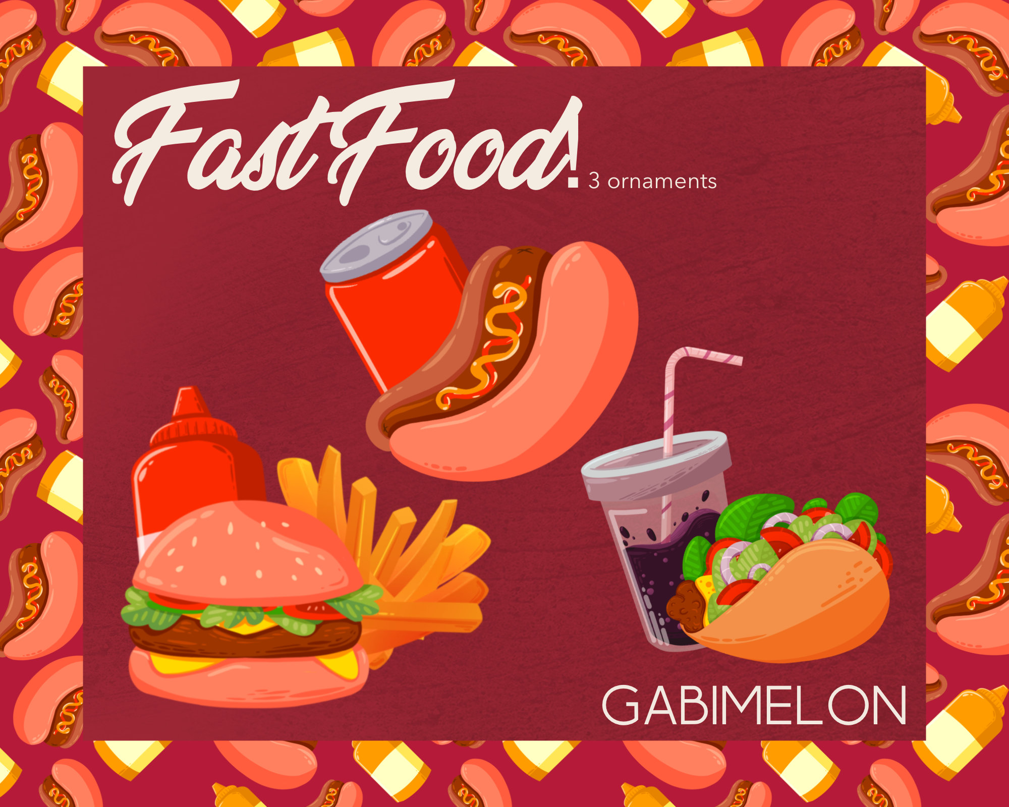 Fast Food Clip Art, Fast Food Patterns, Small Set, Individual PNG Files ...